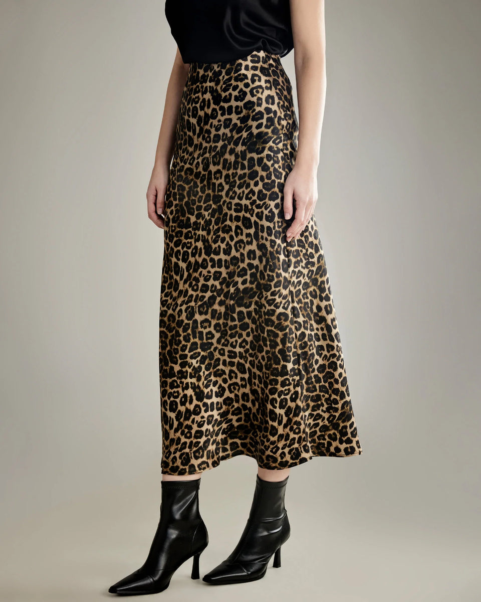 DAISYSILK Women's Leopard Print Silk Skirt Maxi Long Length Silk High ...